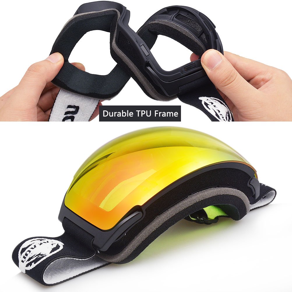 YAKAON OTG Ski Goggles UV Protection Snowboard Goggles Frameless Spherical Anti-Fog Lens for Men Women Youth …