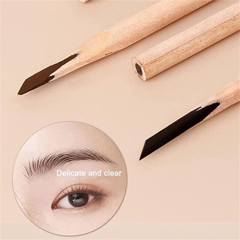 Waterproof Wooden Eyebrow Pencil, Dancroom Eyebrow Pencil, Long-lasting Water-proof Sweat-proof Wood Brow Pencil Makeup (Brown-3pcs)