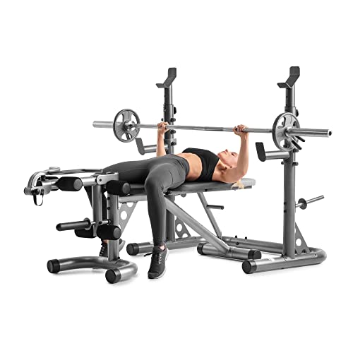 Weider XRS 20 Adjustable Olympic Workout Bench with Independent Squat Rack and Preacher Pad