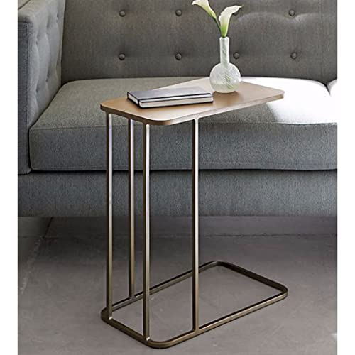 Small C Shaped End Table Slim Narrow Couch Side Table Modern Metal Frame Snack Coffee Table for Small Space, Sofa Couch and Bed