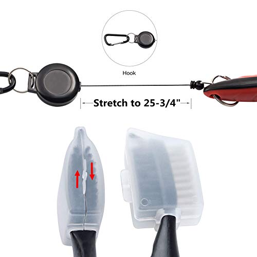 Xintan Tiger Pack of 2 Golf Club Brush Groove Cleaner with Retractable Zip-line and Aluminum Carabiner Cleaning Tools