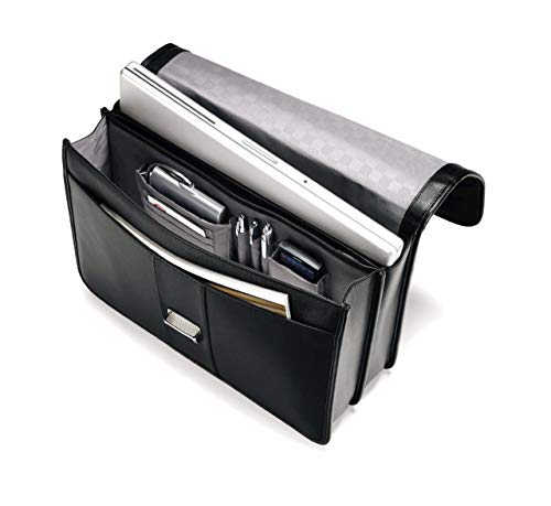 Samsonite Leather Flapover Briefcase, Black, One Size