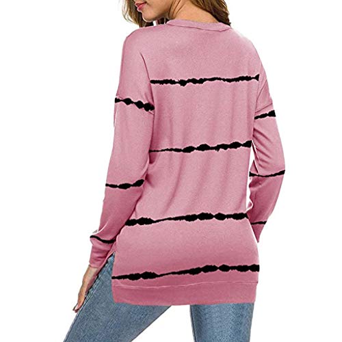 Weiliru Women's Striped Long Sleeve CrewNeck Sweatshirts T Shirts Casual Pullover Print Loose Fit Tops Tunics