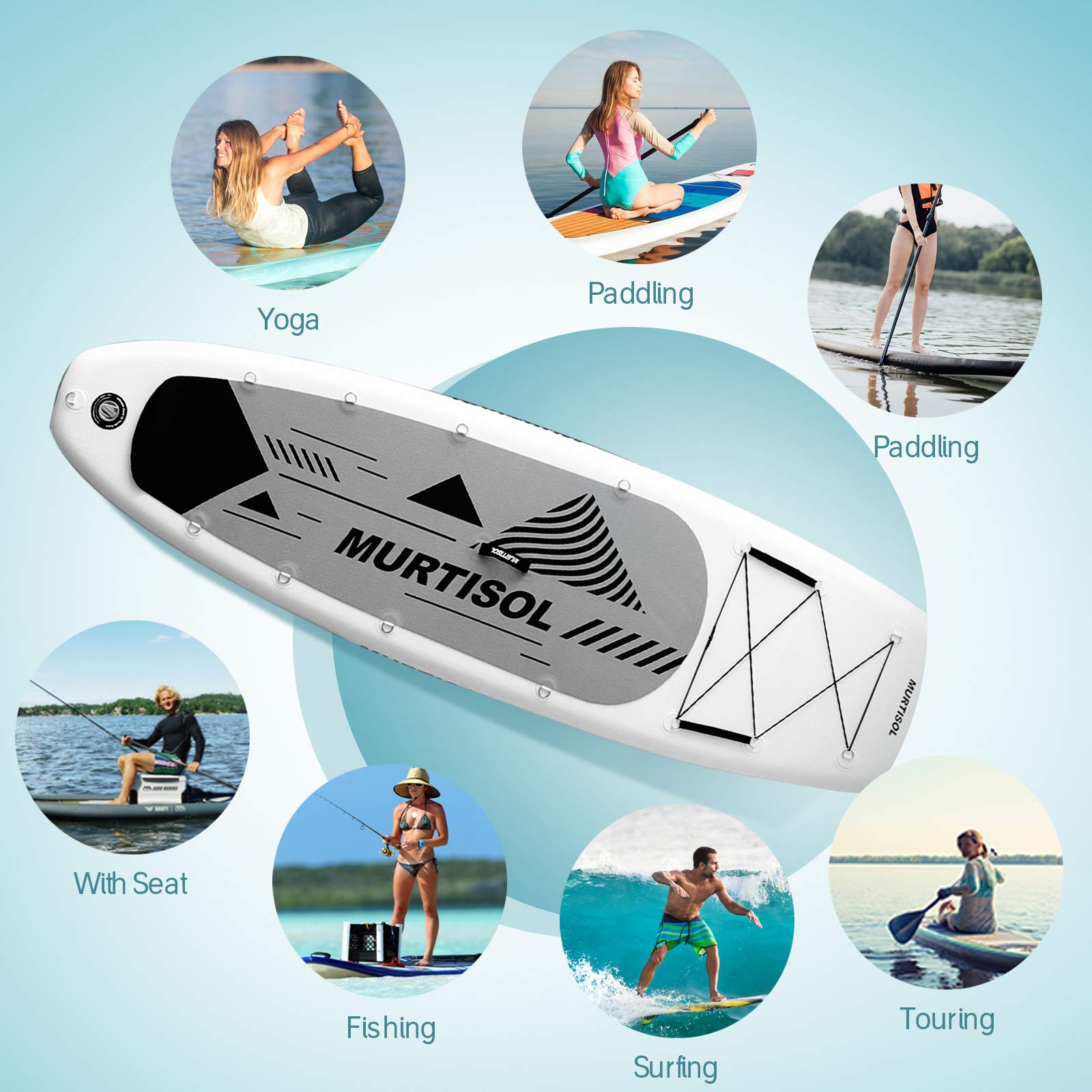urtisol Inflatable Paddle Board Stand Up Paddle Board ISUP, Memphis Black