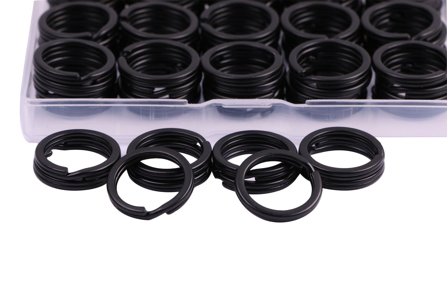 Shapenty 20mm/0.75 Inch Small Black Flat Metal Keychain Part Accessories Split Keyring Key Ring Chain Clip Holder (Black, 70PCS/Box)