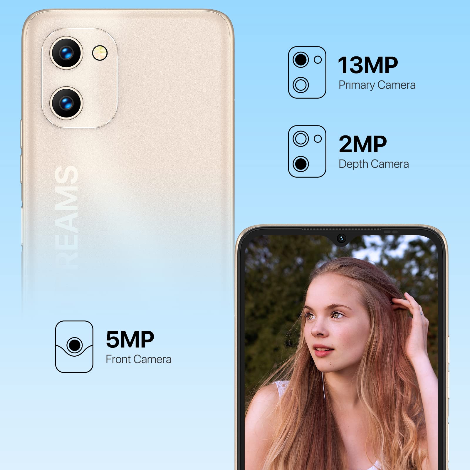 UMIDIGI C1 Unlocked Smartphone,Android 12 GO 3GB+32GB 256GB Expandable Cell Phone 5150mAh Battery with 6.52" Full Screen T-Mobile Smartphone 13MP Camera Mobile Phone