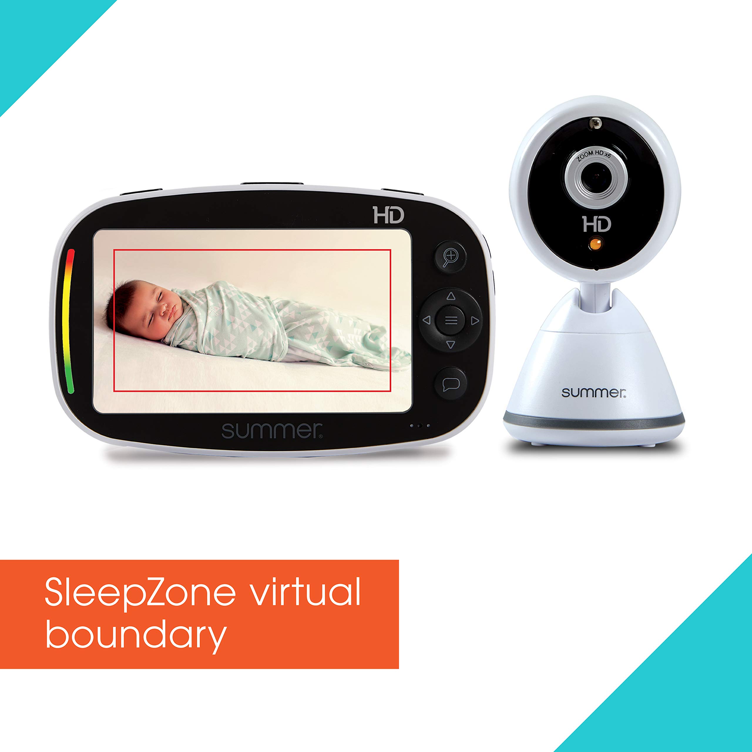 Summer Infant Baby Pixel Zoom HD Video Baby Monitor with 5" Display & Remote Steering Camera, Clearer Nighttime Views & SleepZone Boundary Alerts, High Definition
