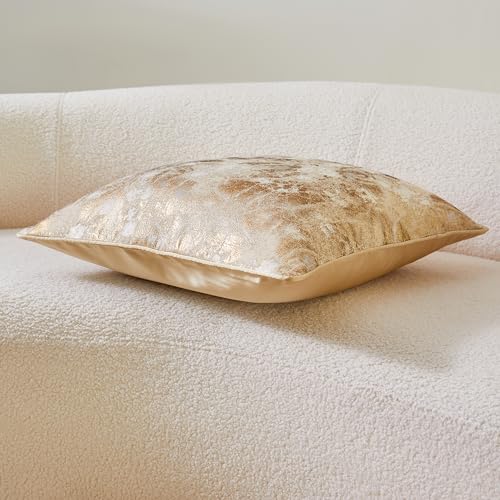 THE-TINOART Gold Throw Pillow Covers 22X22 Jacquard Square Couch Sofa Pillow Covers Luxury Glitter Gold Cushion Covers for Couch Sofa Bed 1Piece.