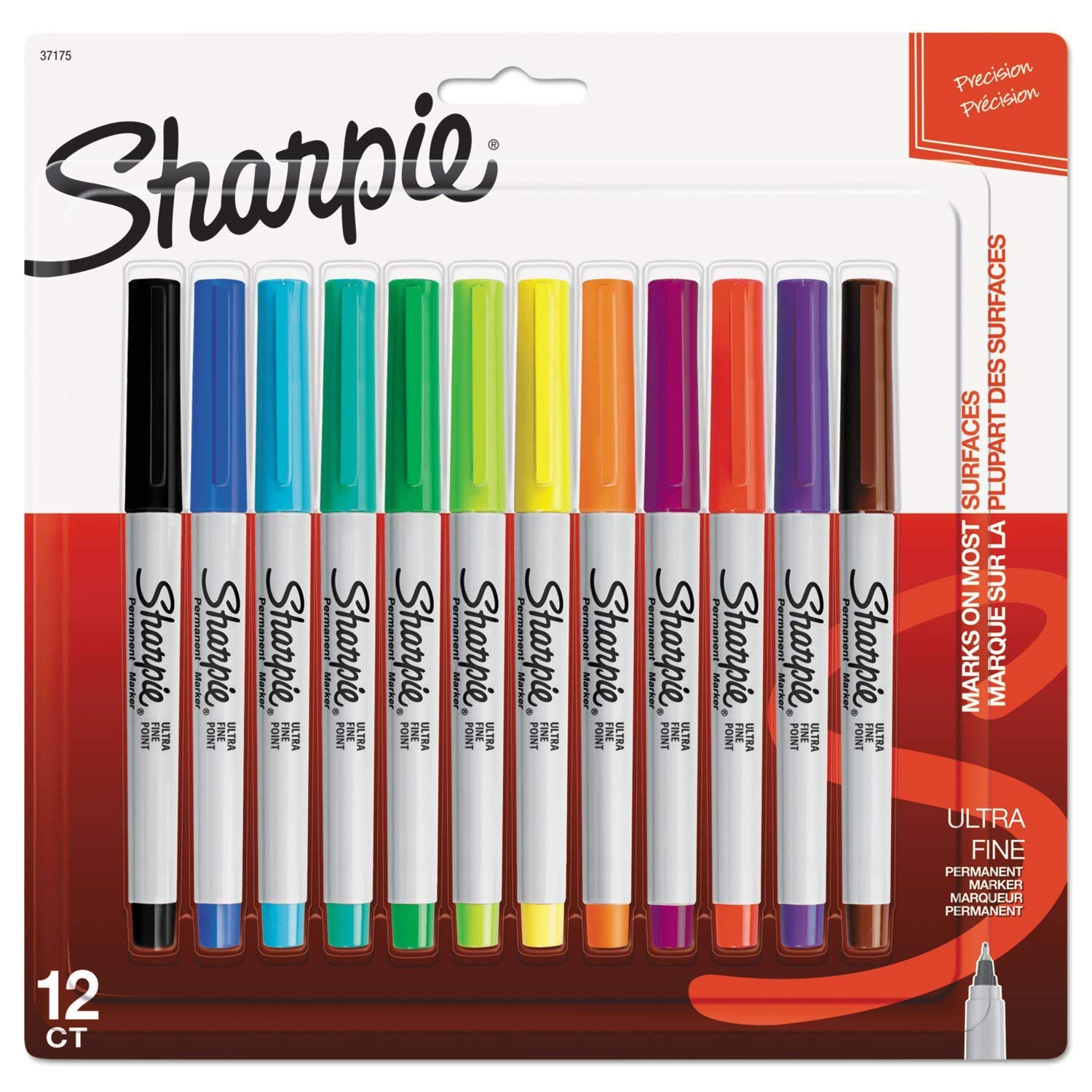 SHARPIE Permanent Markers, Ultra-Fine Point, Assorted, 12 Pack