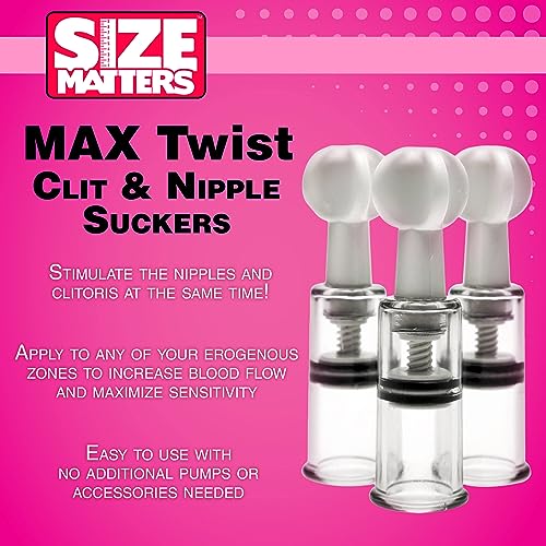 Size Matters Twist Up Nipple and Clitoris Suction Devices, Transparent, 3 Count (Pack of 1) (AC914)