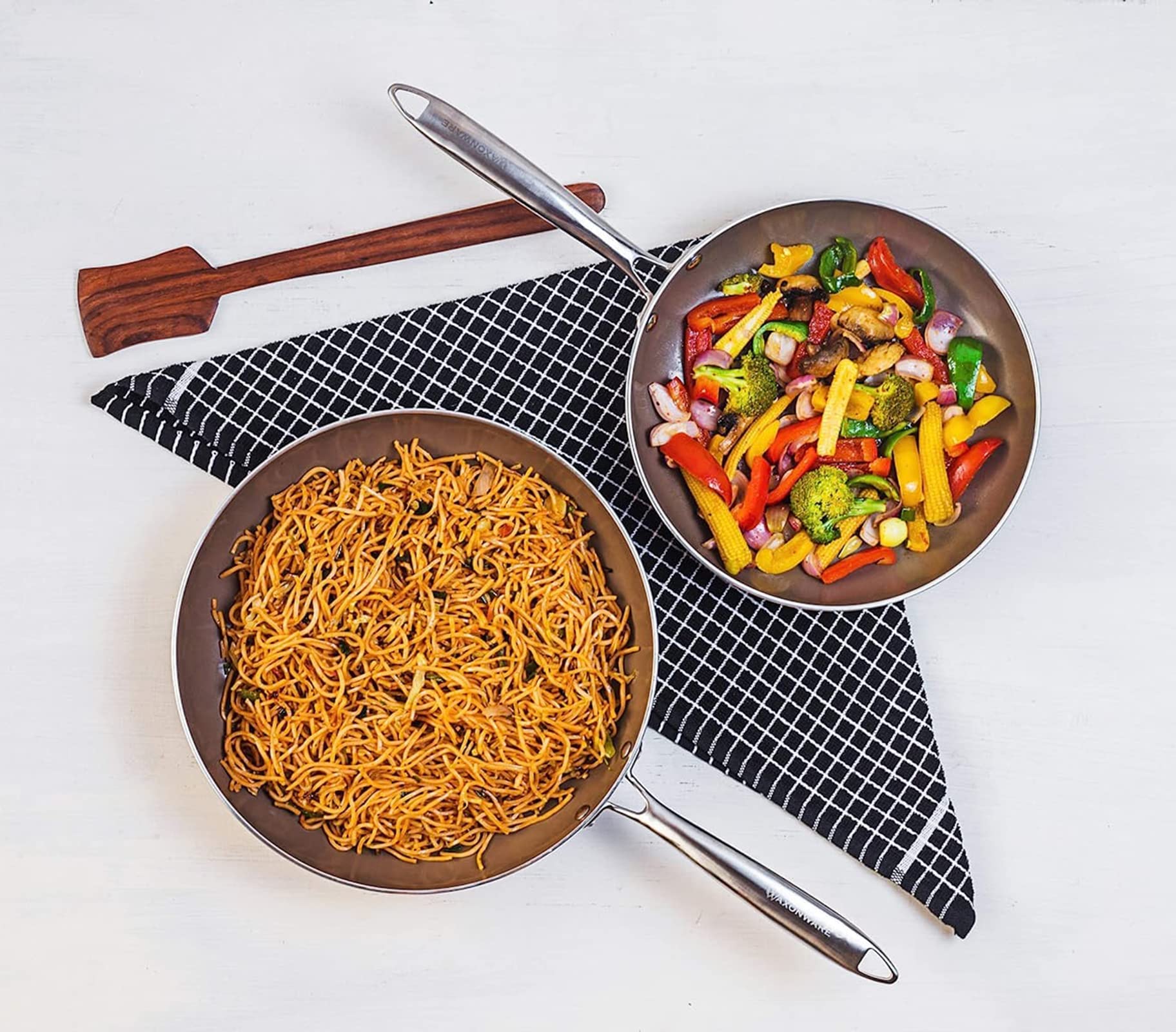 WaxonWare Hive Nonstick Healthy Ceramic, Frying Pan/Skillet Set - 8.5 in and 12 in - Induction Compatible - Oven Safe