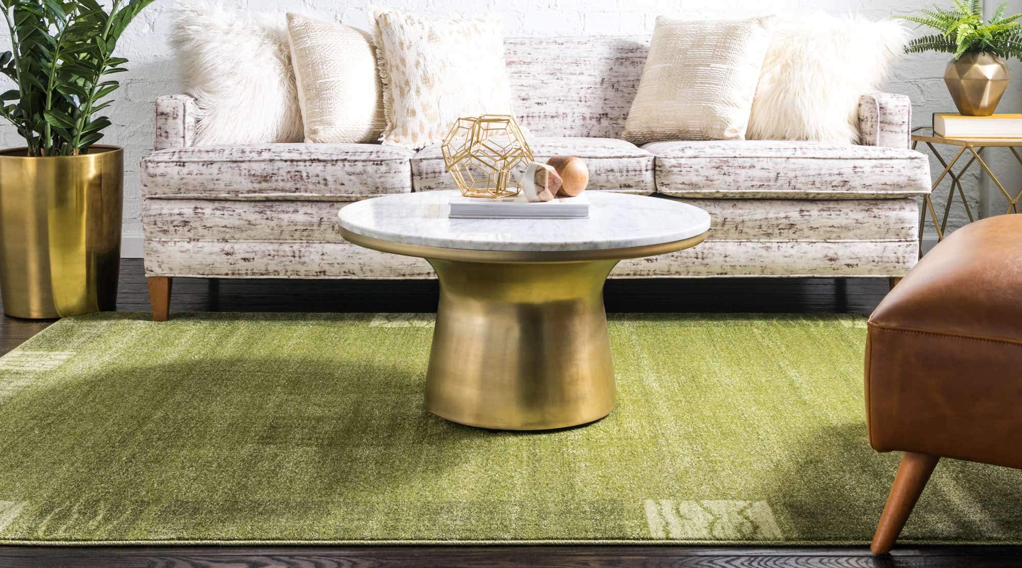 Unique Loom Del Mar Collection Area Rug - Sarah (7' 1" x 10' Rectangle, Light Green/ Ivory)