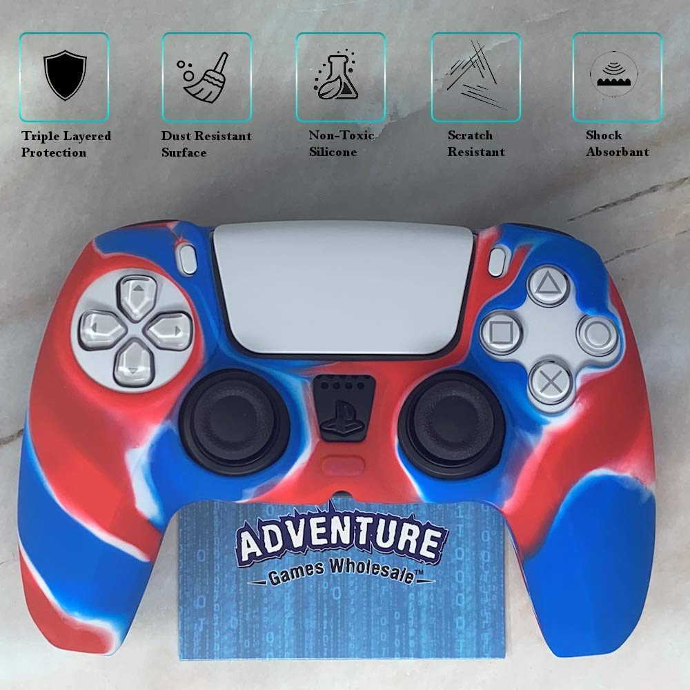 USA Red White and Blue - Silicone Controller Skin Grip Anti-Slip Cover Protector Case - Compatible with PS5 DualSense Controller