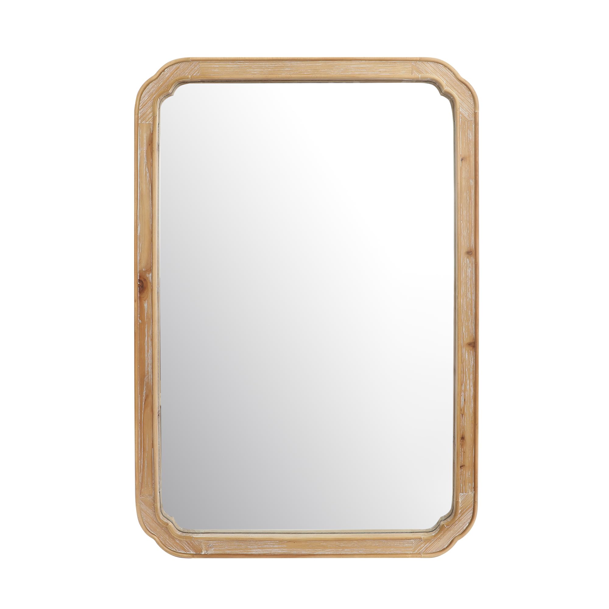 Wood Farmhouse Mirror, 24" x 36" Wall Mounted Ractangle Rustic Mirror for Foyer, Living Room, Bedroom, Bathroom