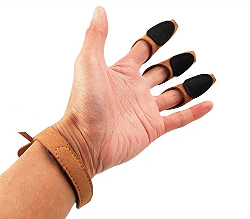 UNISTRENGH Archery Gloves 3 Finger Tabs Adult Youth Finger Protector Comfortable Shooting Hunting Arrow Bow Archery Gear Accessories (Black)