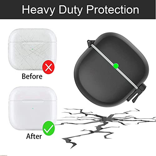 ULITIQ Locking Case Compatible with Bose QuietComfort Earbuds II, Bose QuietComfort Earbuds II Case with Lock, Keychain and Strap/Lanyard, Cool Bose QuietComfort II Case Cover for Women Men, (Black)