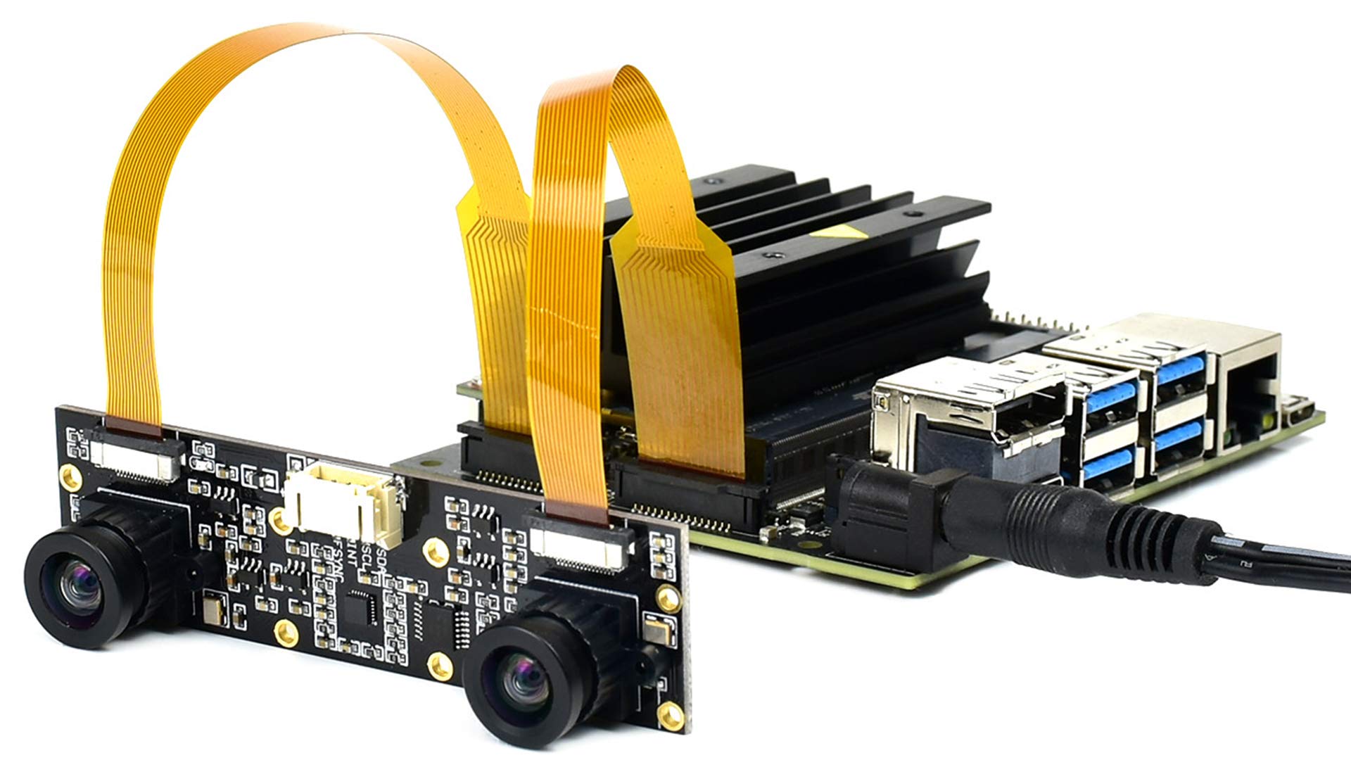 Waveshare IMX219-83 Stereo Binocular Camera 8MP Dual IMX219 Camera Module, 3280*2464 Resolution,Support Jetson Nano Developer Kit B01, Raspberry Pi CM3/CM3+ Expansion Board,for AI Vision Application