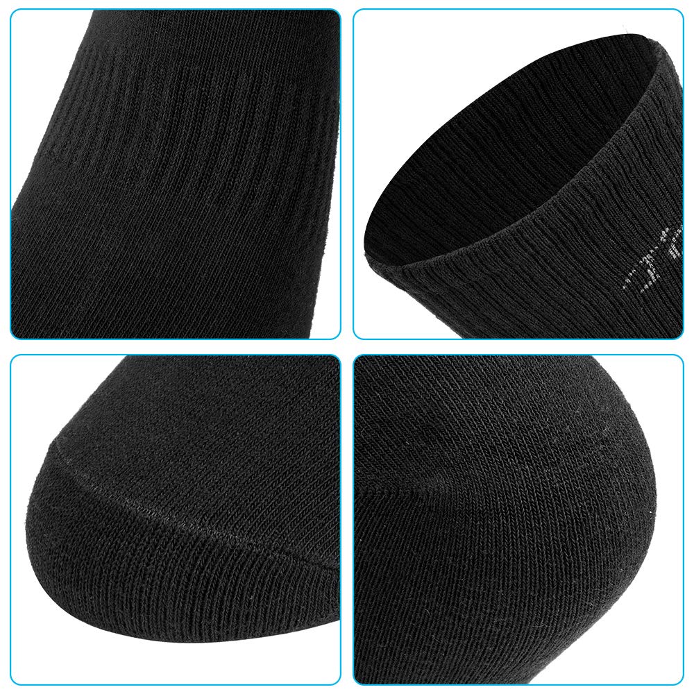 Toes&Feet Men's 3-Pack Black Anti Odor Resist Anti-Sweat Thin Cotton Crew Sports Socks, Size 6-12