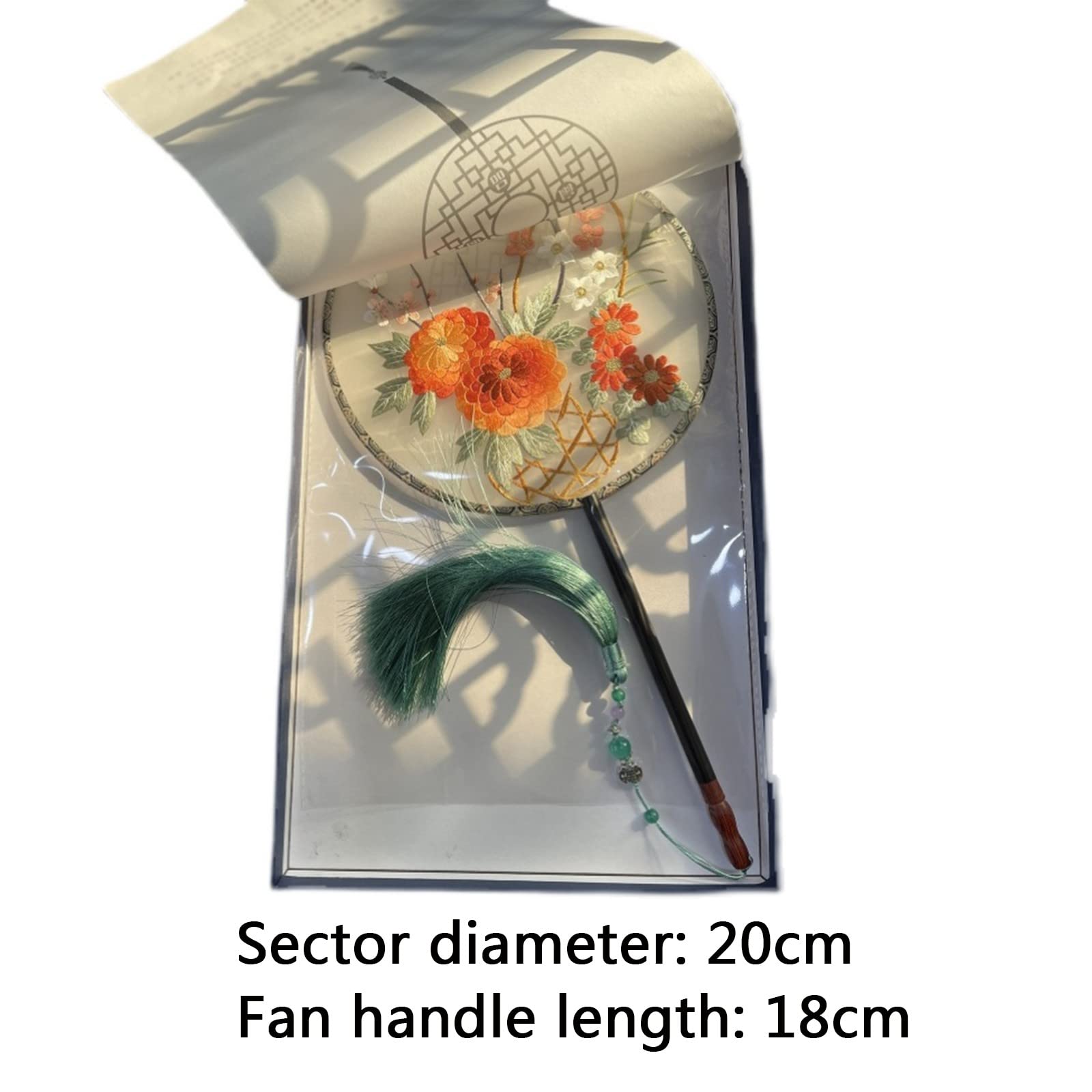 XELDEC Round Embroidery Hand Fan Palace Fan Cheongsam Hanfu Fan Chinese Style Gift