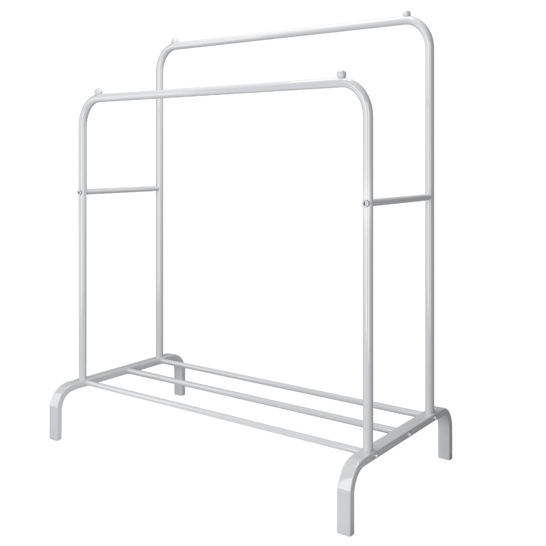 UDEAR Garment Rack,43.3 Inches Freestanding Hanger Double Pole Multi-functional Bedroom Clothing Rack, White