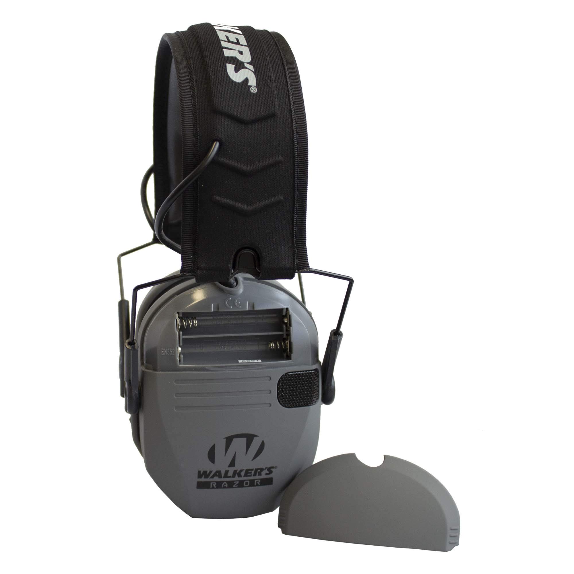 Walker's Razor Slim Compact Folding Ear & Hearing Protection Electronic Shooting Ear Muffs, Smoke Gray