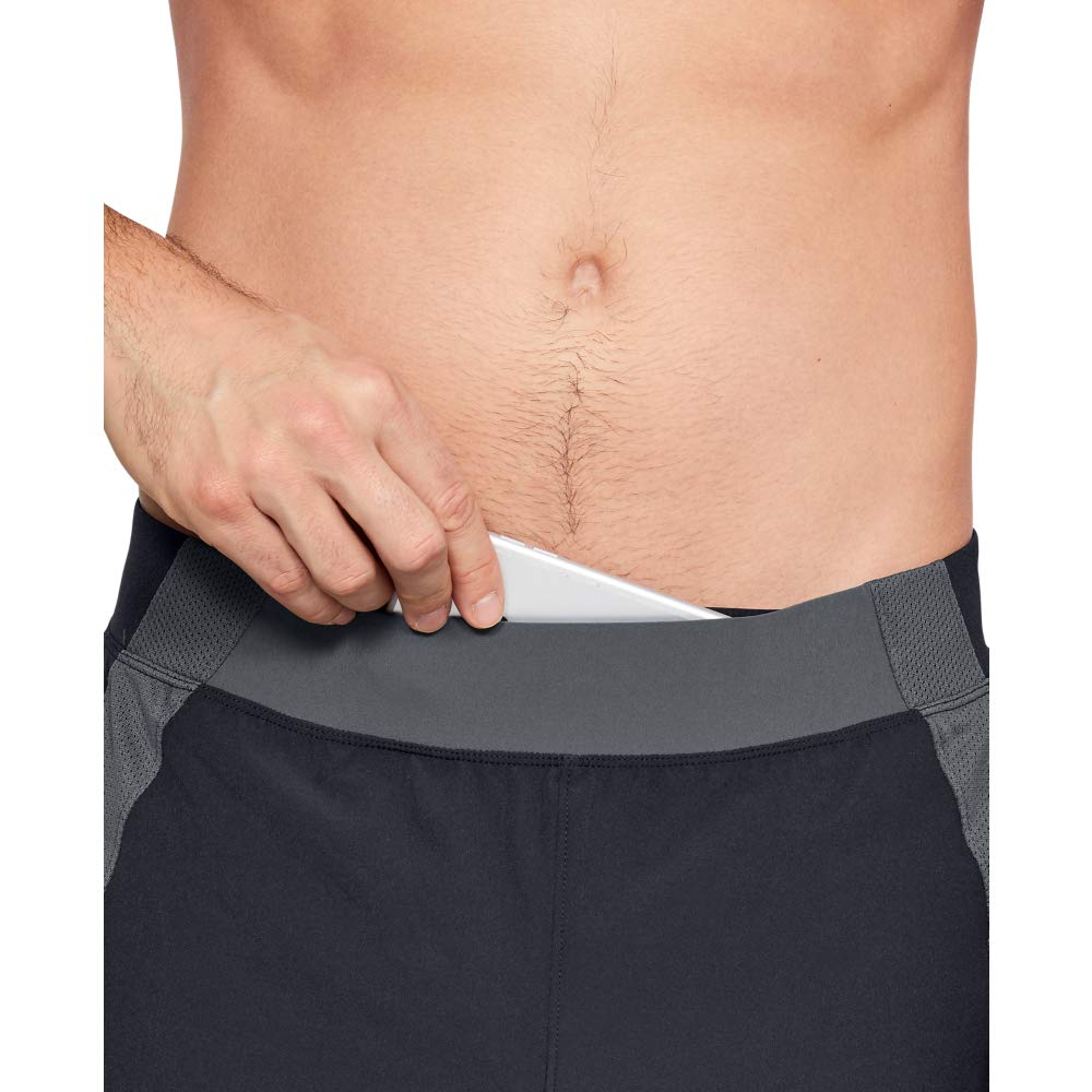 Under Armour Qualifier Speedpocket 5'' Shorts, Black (002)/Reflective, 3X-Large