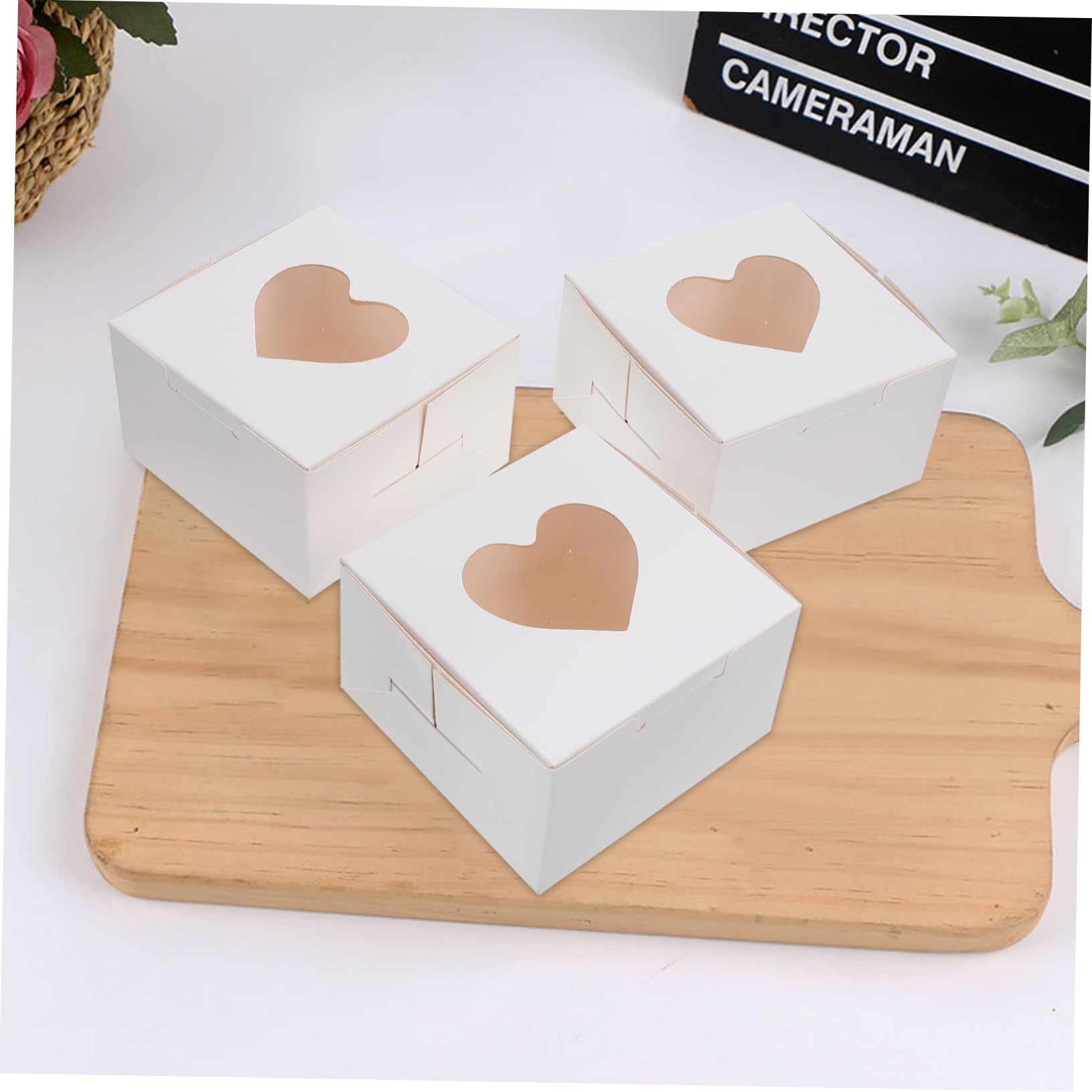 ULTECHNOVO 20pcs Boxes Cake Box Cake Storage Container Valentines Day Cupcake Dessert Containers Cupcake Cake Carrier Mini Paper Food Containers Muffin Carrier Gift Bridesmaid White Cardboard