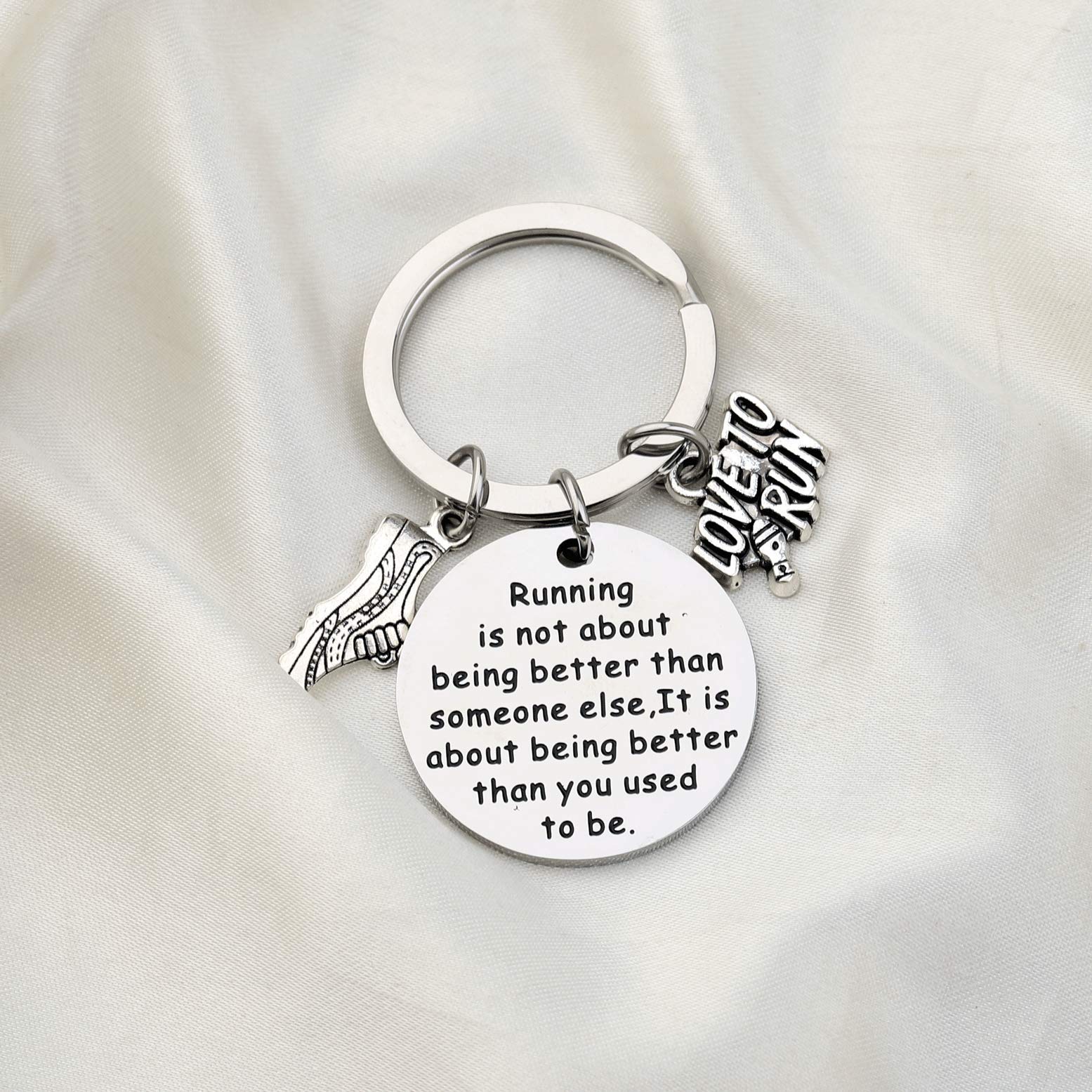 WSNANG Runner Gift Running is About Being Better Than You Used to Be Keychain Marathon Runner Jewelry Track Gift(Running Keychain)