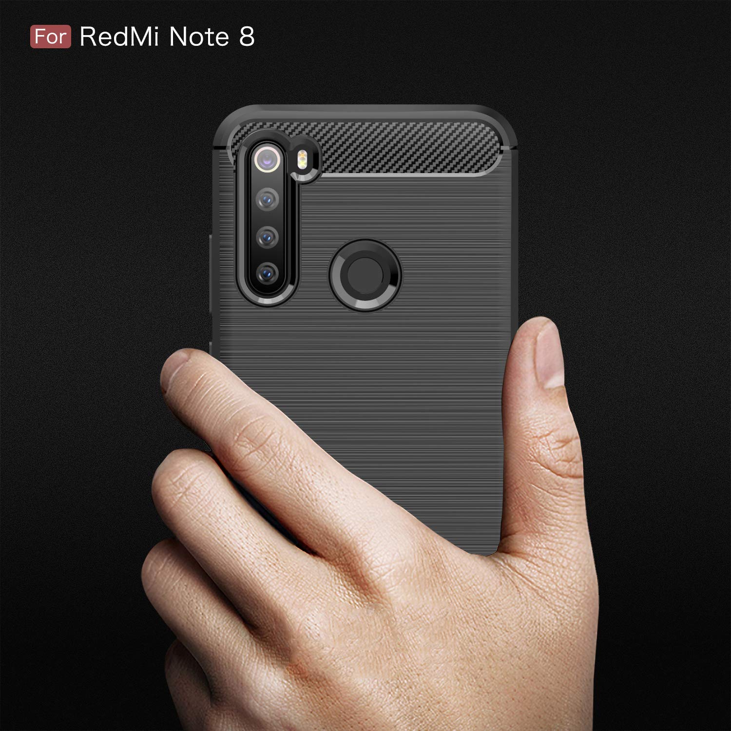 Xiaomi Redmi Note 8 Case, Silicone Leather[Slim Thin] Flexible TPU Protective Case Shock Absorption Carbon Fiber Cover for Xiaomi Redmi Note 8 Case (Navy)
