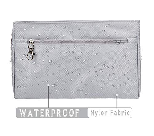 Vercord Expandable Nylon Handbag Purse Organizer Insert Liner Shaper Bag in Bag Beige Grey XLarge