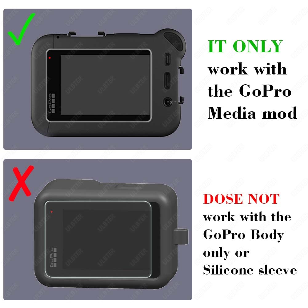ULBTER Screen Protector for GoPro Hero 12/11 /10/9 Media Mod Gopro Hero12 Hero11 hero10 hero9 Black LCD + lens + Small Display [2+2+2Pack] 9H Hardness Tempered Glass Saver,Anti-Scrach Anti-Bubble