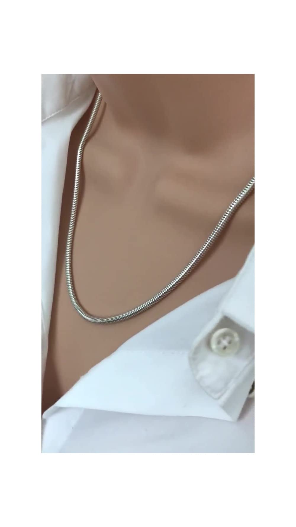 Verona Jewelers Sterling Silver 1.5MM 2MM Italian Solid Round Snake Chain Necklace-Sterling Silver Chain for Pendants, Magic Flexible Snake chain (18-30) (20, 3MM)