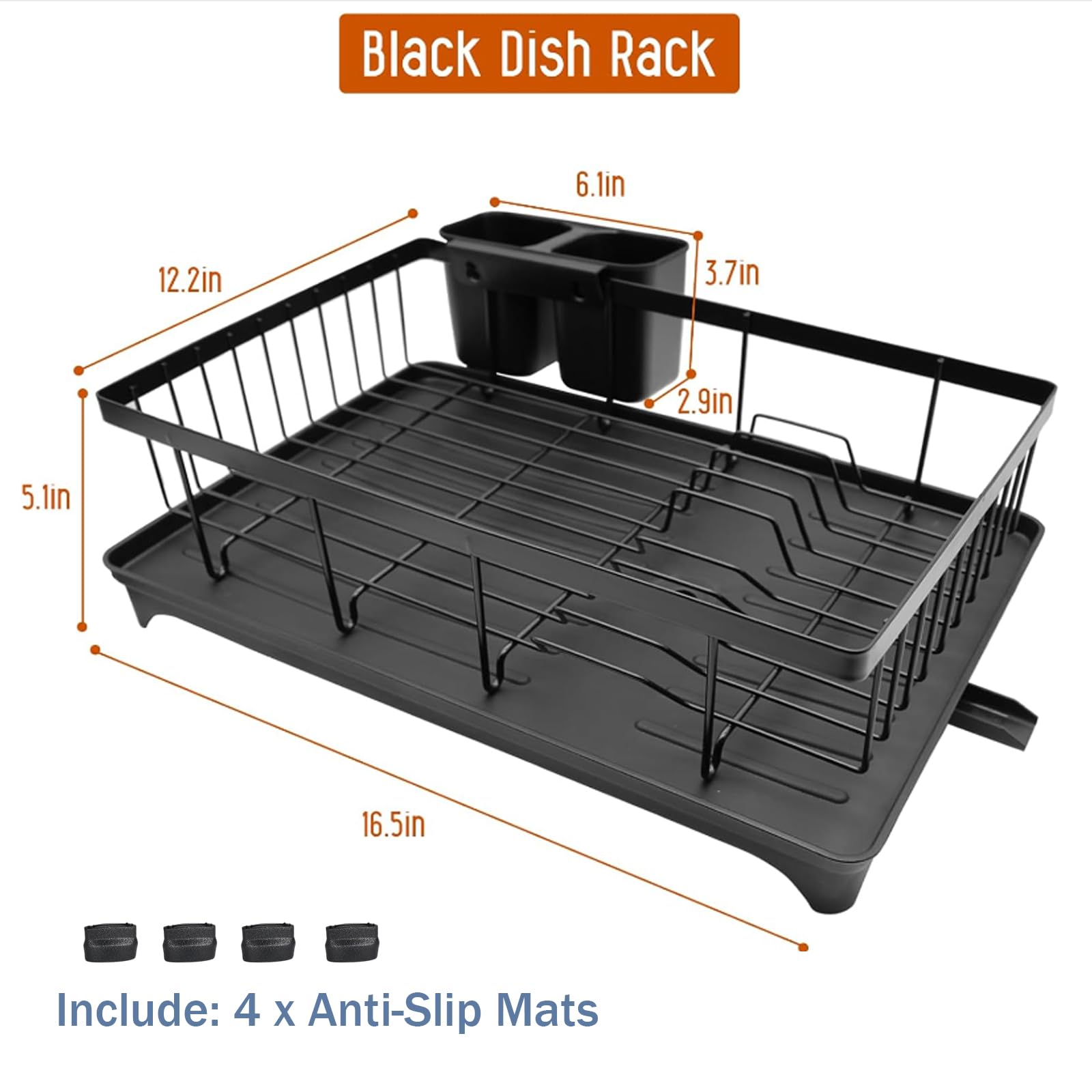 YZHDUXIU Dish Drying Rack, Large-Capacity Dish Rack with Automatic Drainboard, Dish Racks for Kitchen Counter, Durable Drying Rack for Countertop, Dish Drainer with Utensil Holder for Dishes, Spoons…