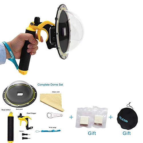 TELESIN Dome Port for GoPro Hero 7 6 5 Black, Underwater Diving Case Camera Lens Cover Lens Protector, with Waterproof Housing Case, Pistol Trigger, Floating Hand Grip, Anti-fog Insert Accessories Kit
