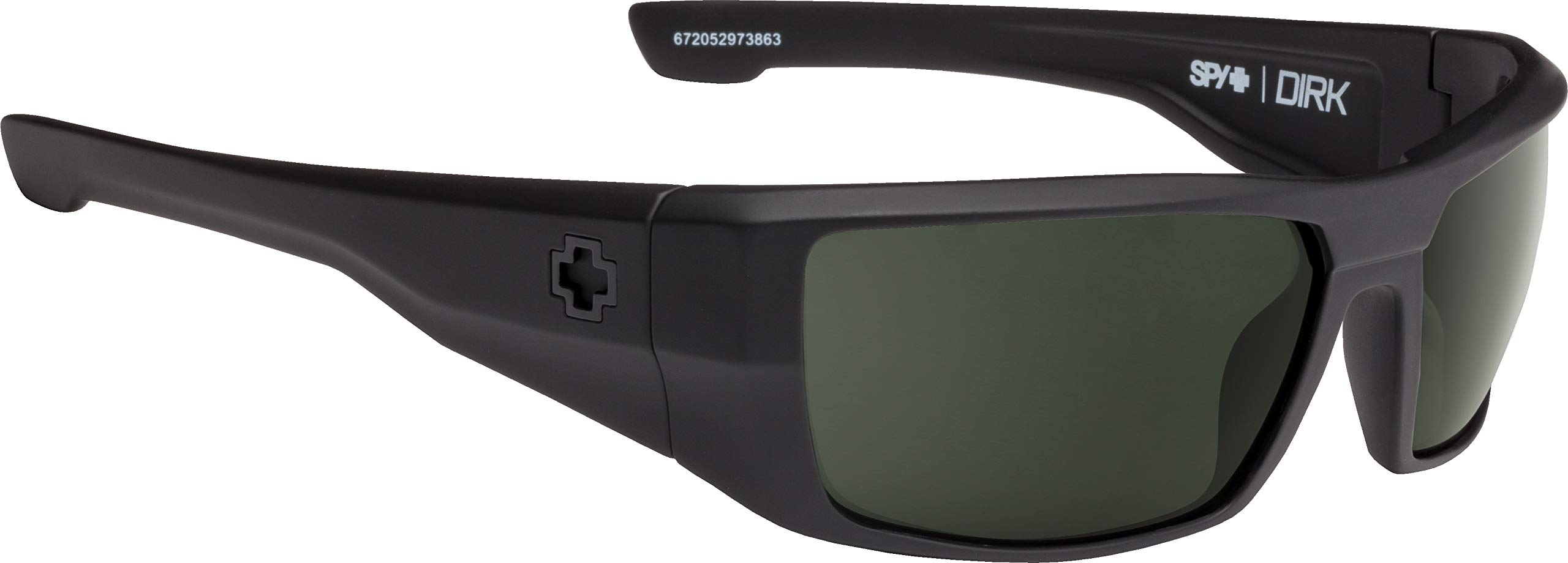 Spy Optic Dirk Wrap Sunglasses, Soft Matte Black/Happy Gray/Green, 64 mm