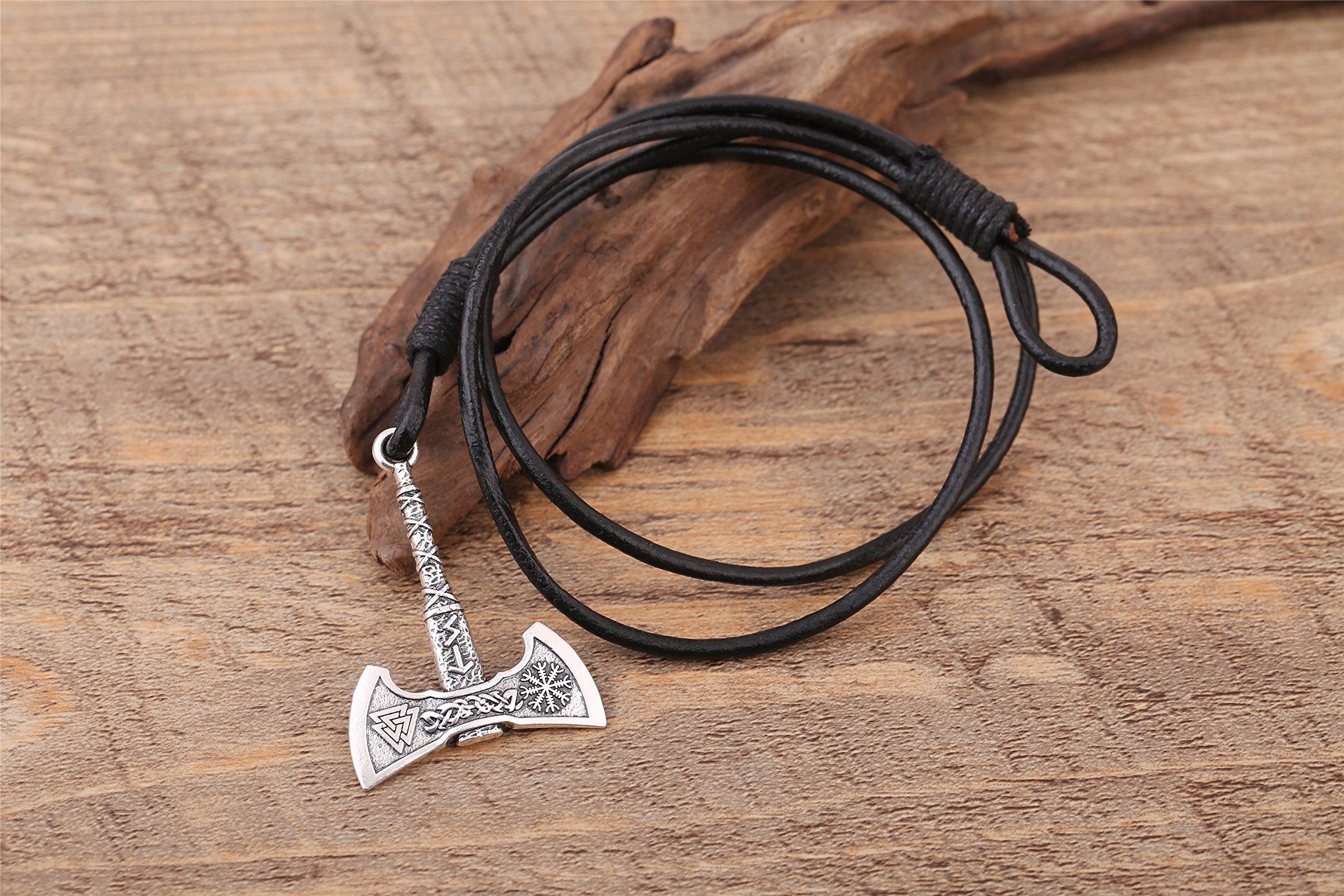 TEAMER Viking Axe Helm of Awe Wrap Bracelet Valknut Amulet Norse Viking Bracelet (Style 1)