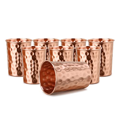 Zap Impex Pure copper hammered glasses moscow mule tumbler (Set of 8)
