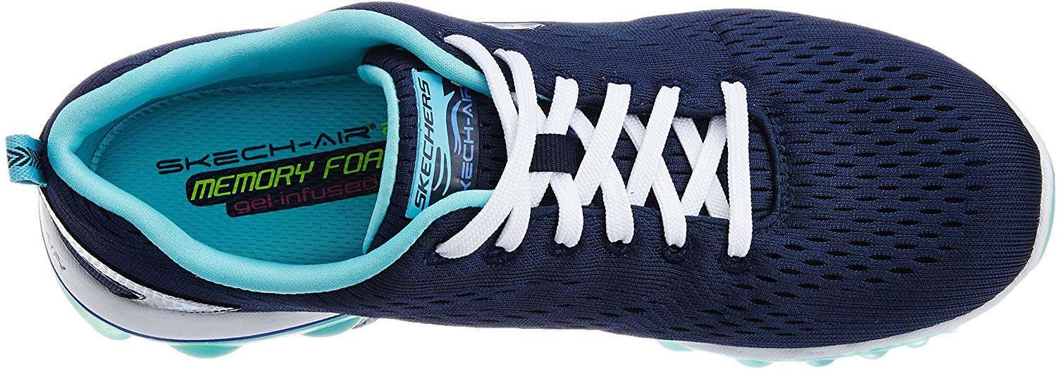 Skechers Sport Women's Skech Air 2.0 Run High Fashion Sneaker, Navy Mesh/Light Blue Trim, 8.5 Wide