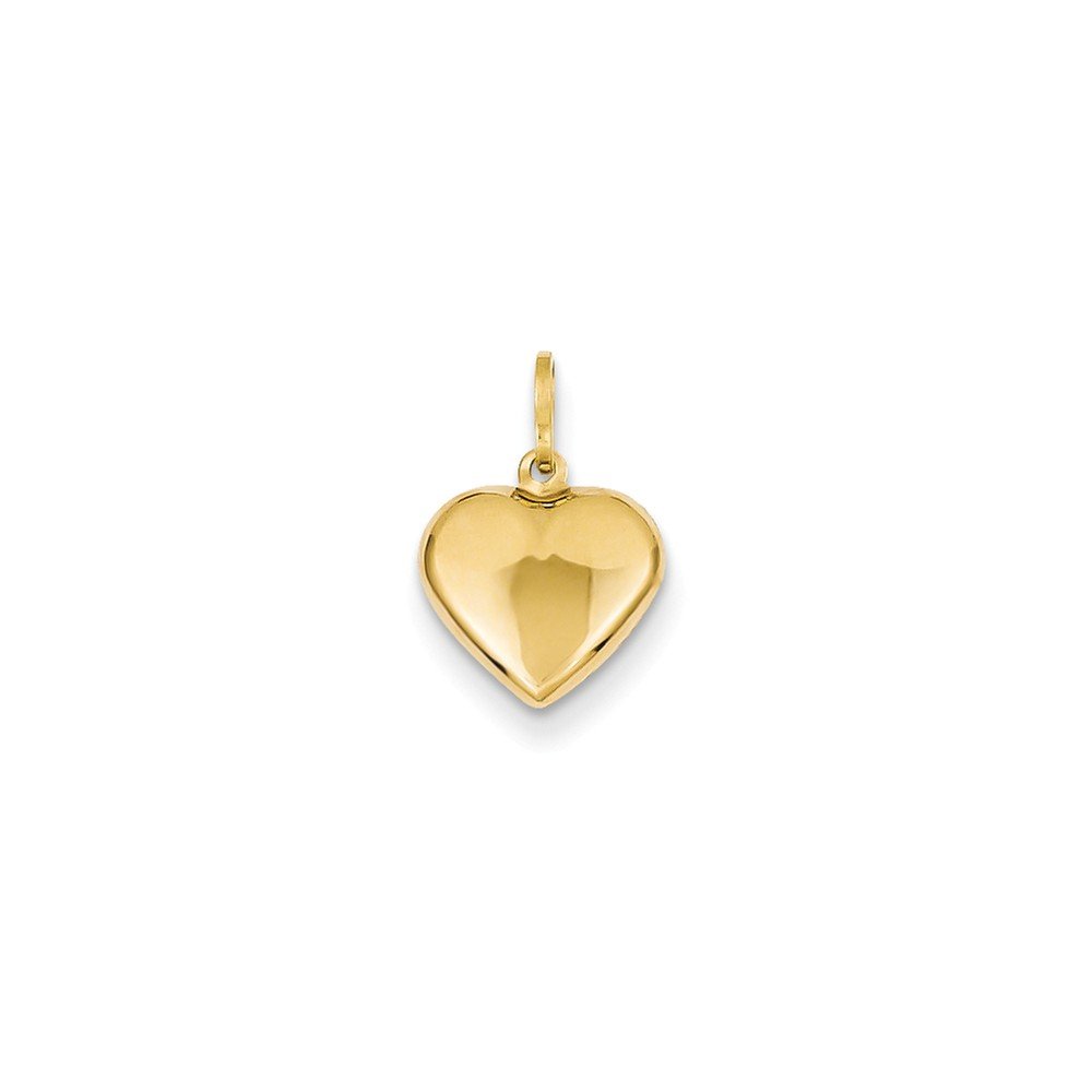 Solid 14k Yellow Gold Puffed Love Plain Heart Charm Pendant Pendant (15mm x 10mm)