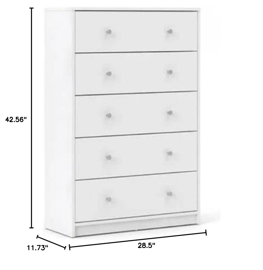 Tvilum Portland 5 Drawer Chest - White