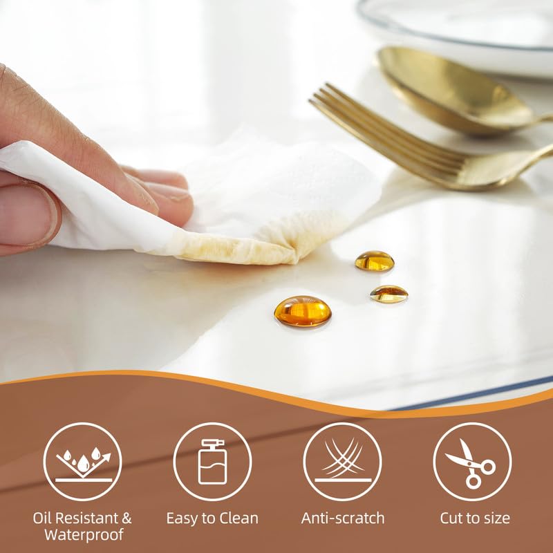 Warmstar Clear Table Cover Protector 14 x 24 Inch,1.5mm Thick Plastic Table Cover Rectangle,PVC Clear Table Protector,Desk Protector Mat for Kitchen, Dresser, Writing Desk,Dining Room Table