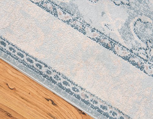 Unique Loom Paris Collection Pastel Tones Traditional Distressed Light Blue Area Rug (2' 2 x 3' 0)