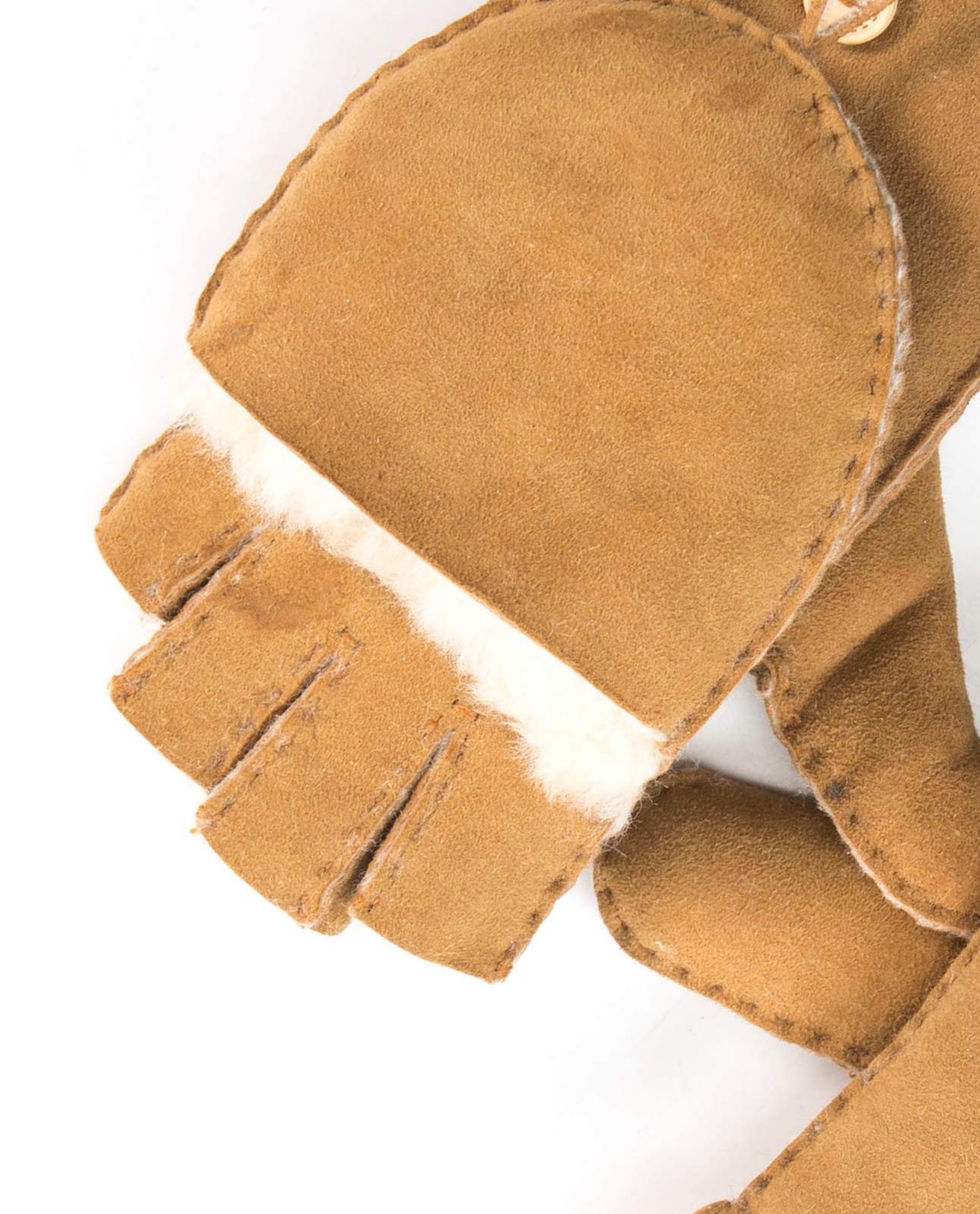 YISEVEN Women's Merino Sheepskin Leather Gloves Flip Fingerless Mitten