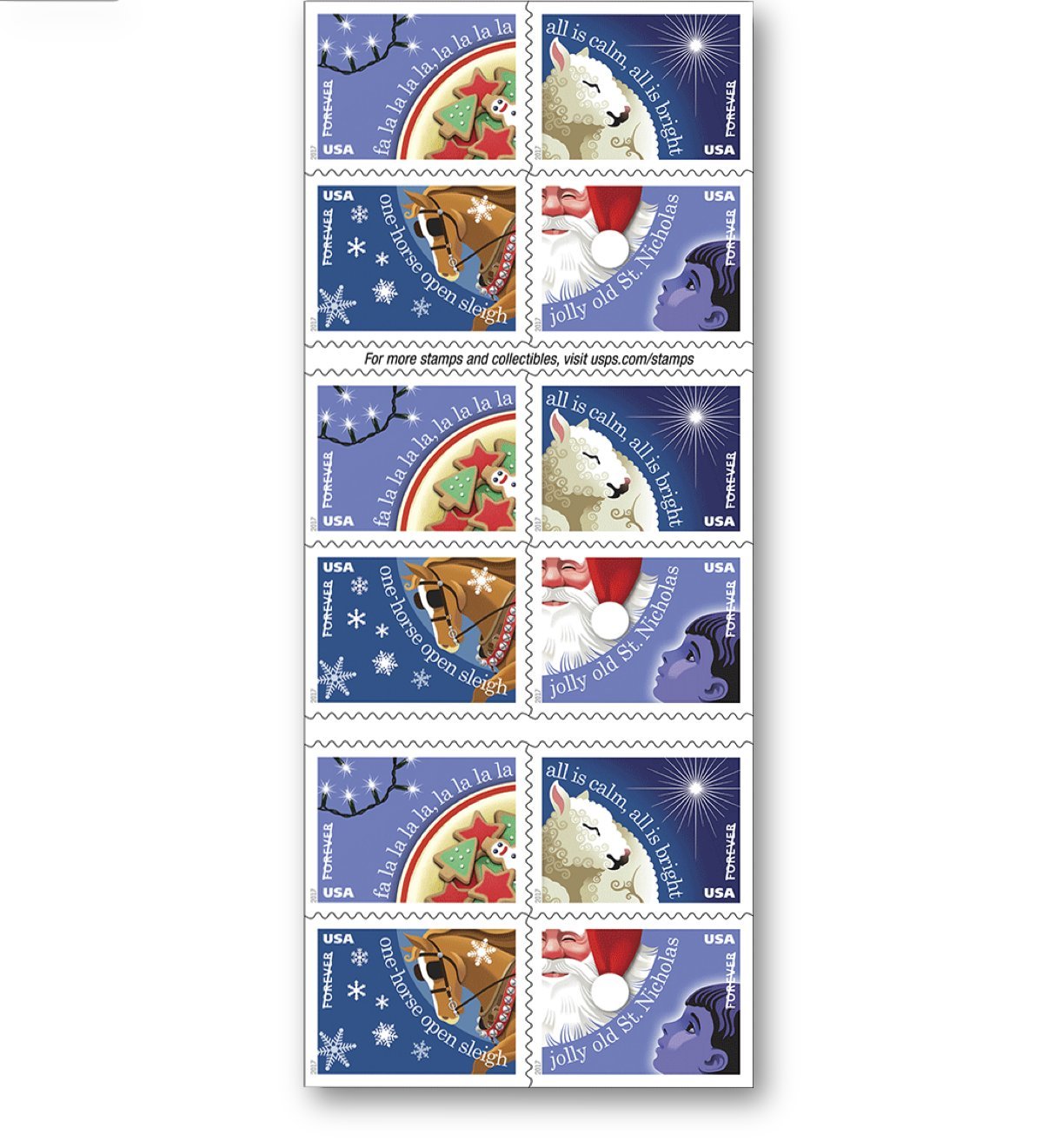 USPS Forever Stamps Christmas Carols - Book of 20 Forever Postage Stamps