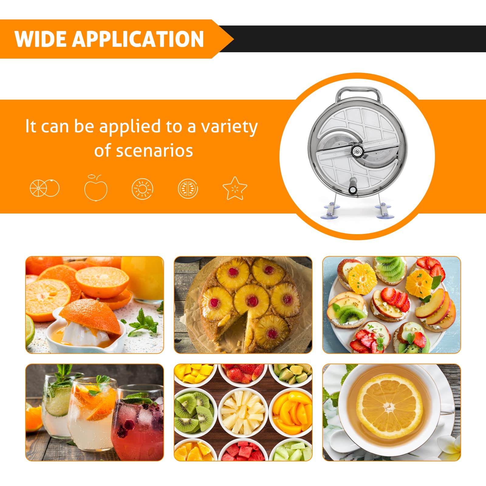 WICHEMI Commercial Slicer Machine Manual Vegetable Fruit Slicer Food Slicing Machine Stainless Steel Vegetable Cutter for Potatoes Lemons Tomatoes Onions