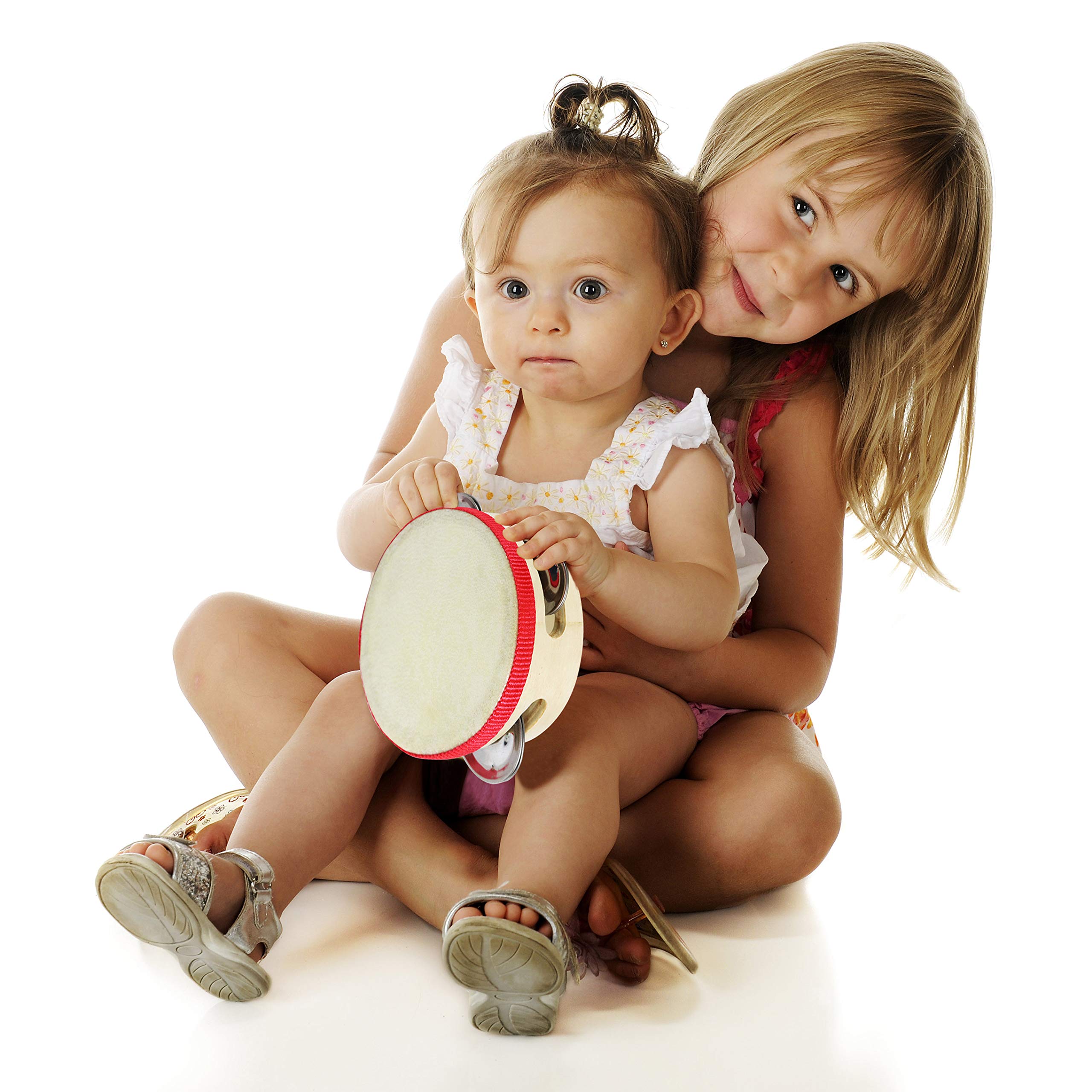 Tambourine for Kids 6 inch - Small Handheld Tambourine Drum Single Row Toy