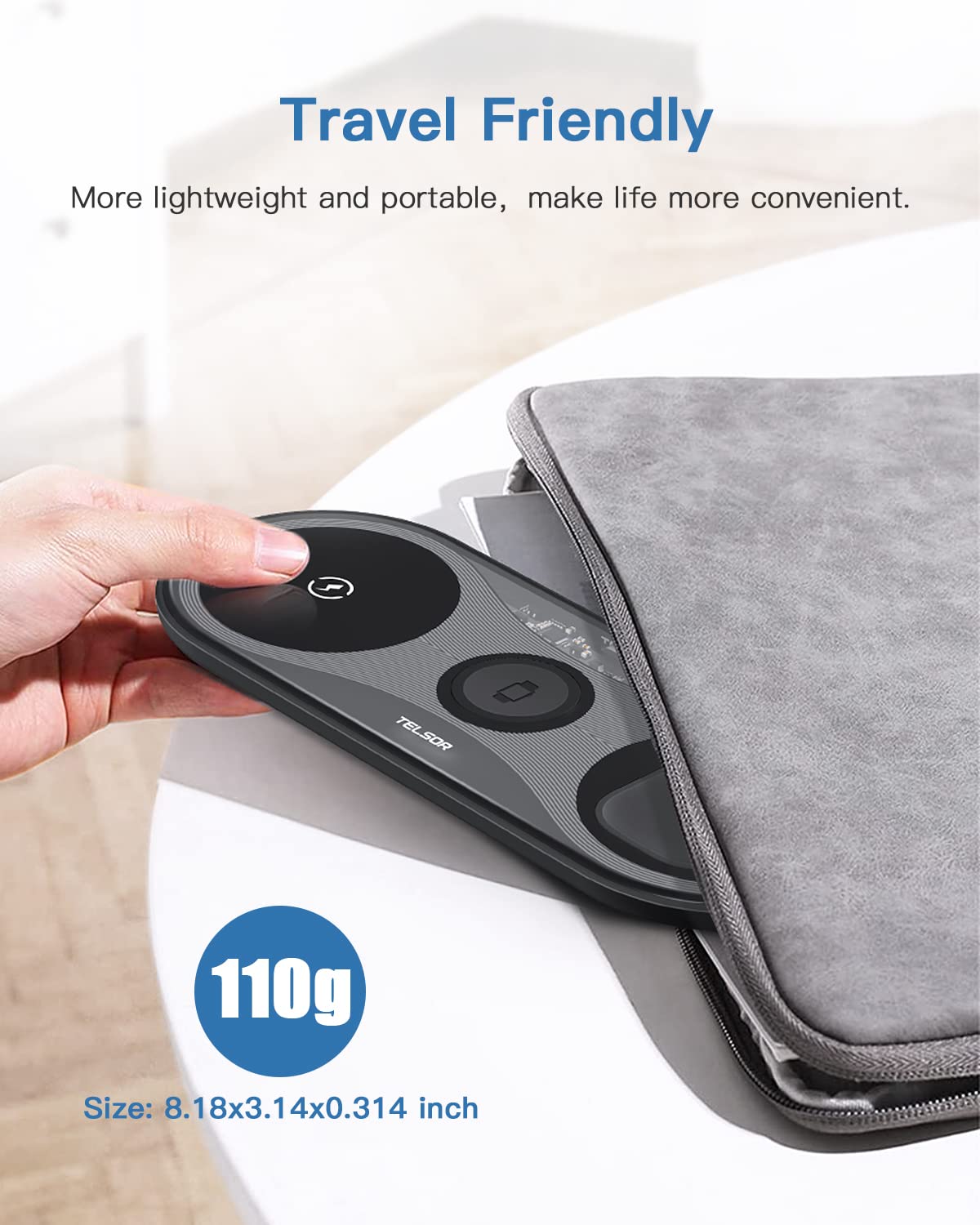 Wireless Charging Pad, TELSOR Portable Wireless Chargers for Multiple Devices, Wireless Charging Station for iPhone 15 14 13 12 11 Pro Max, for Apple Watch 8 7 6 5 4 3 2 SE, for AirPods Pro 3 2