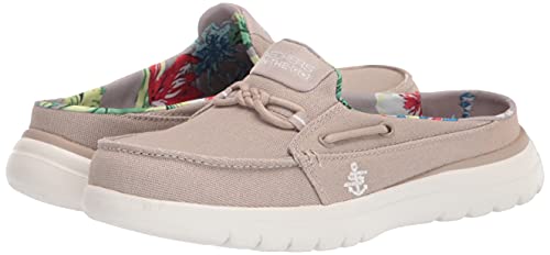 Skechers womens On-the-go Flex Canvas Mule Boat Shoe, Taupe, 6 US