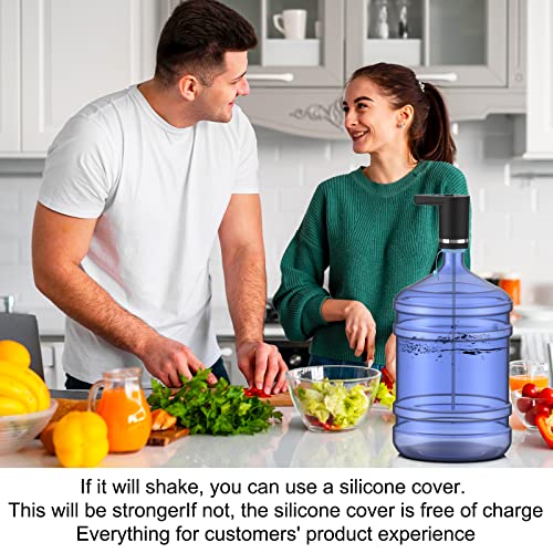 Water Bottle Pump Dispenser 5 Gallon, Manual Straight Plug Button, Automatic Drinking Water Pump, USB Charging with jug Cap, Black