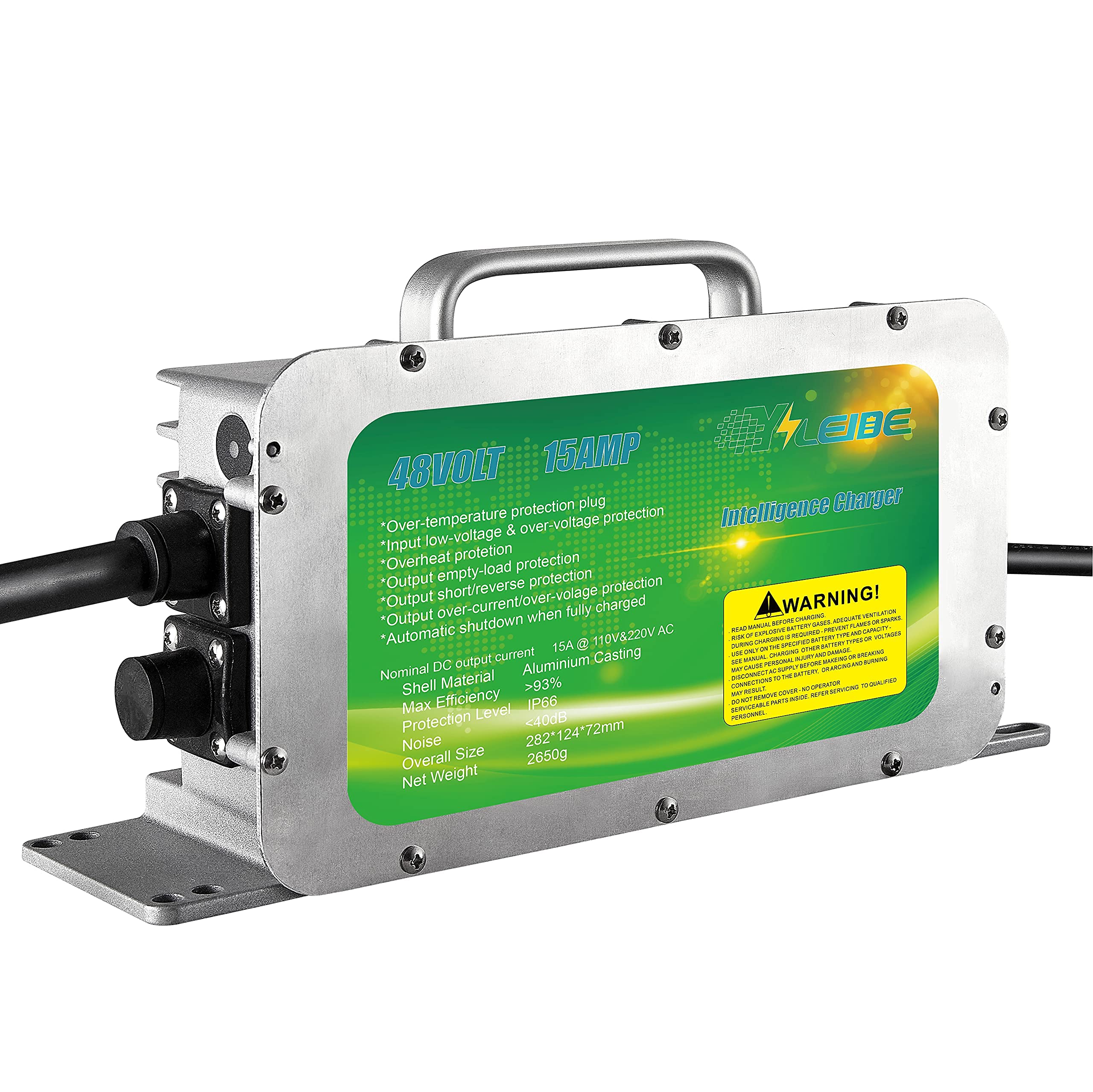 YILEIDE E1500W Seris 48V15A Golf cart Battery Charger with 3-pin Leaf Plug for 48V Yamaha Drive/G29 Golf carts